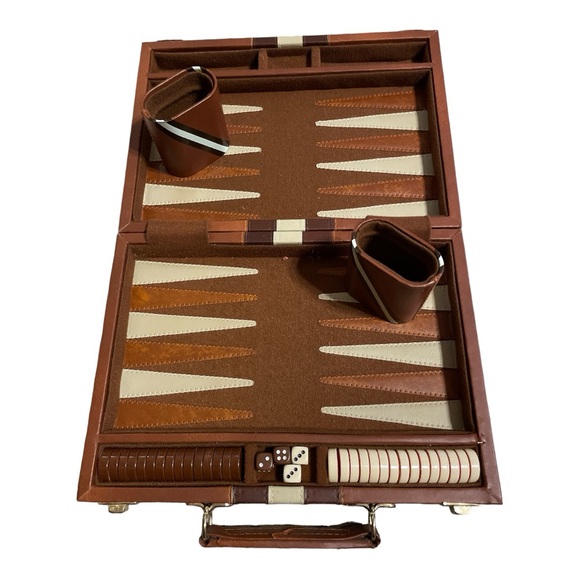 Games | Vintage Travel Backgammon Game In Faux Leather Case | Poshmark